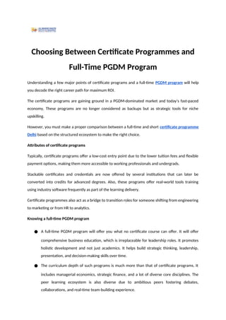 Choosing between Certificate Programmes and Full-Time PGDM Program.docx