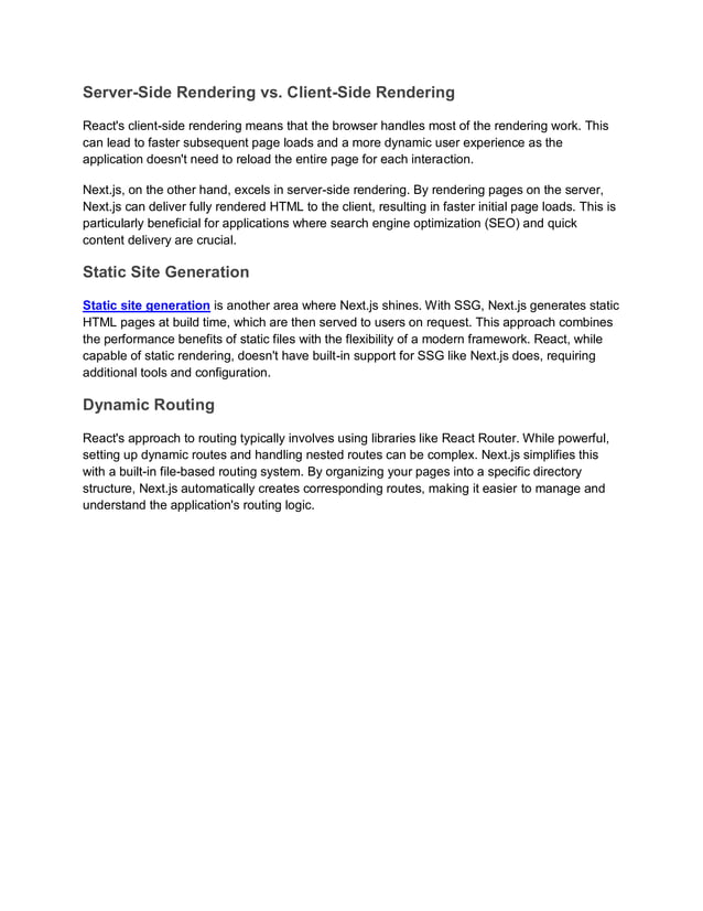 Choosing Between React and Next.js: Key Differences Explained | PDF