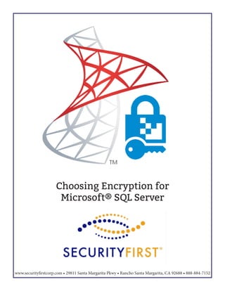 Choosing Encryption for Microsoft SQL Server | PDF