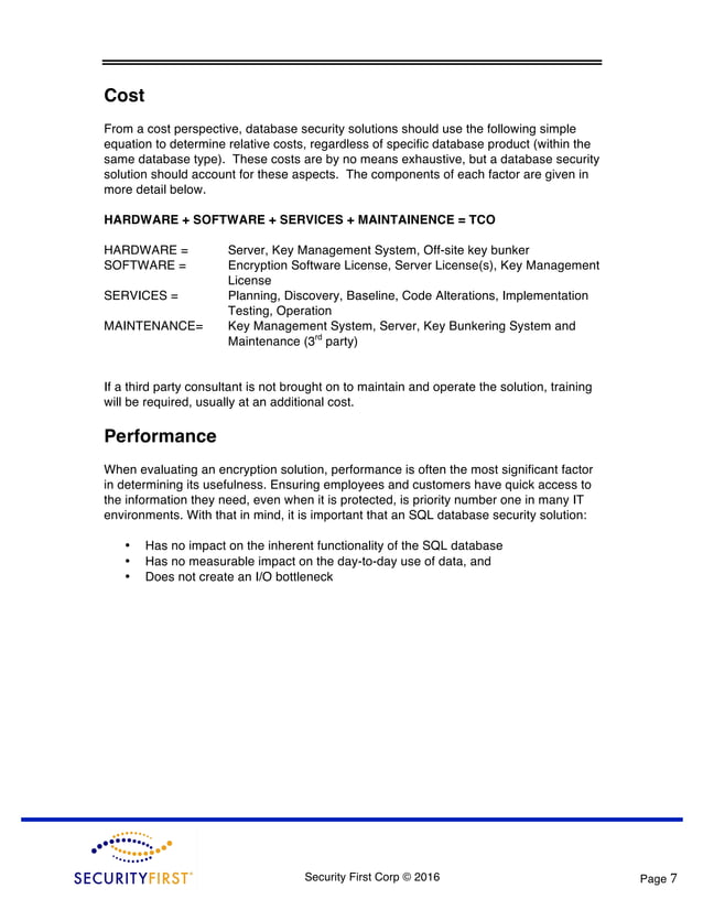 Choosing Encryption for Microsoft SQL Server | PDF