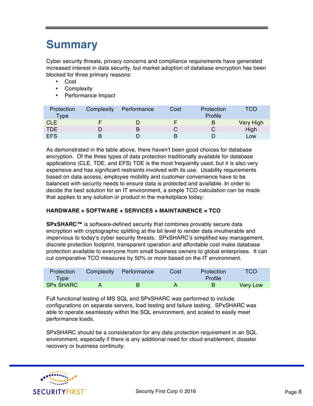 Choosing Encryption for Microsoft SQL Server | PDF