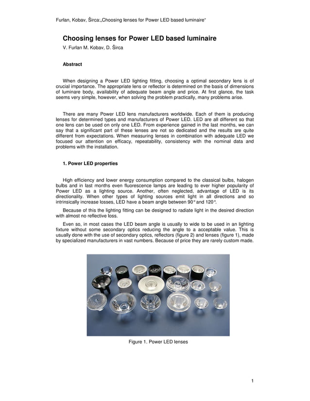 Choosing Lenses For Power Led Based Luminaire | PDF