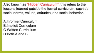 How to choose my own Curriculum Model? Review guide, and extra quizzes ...