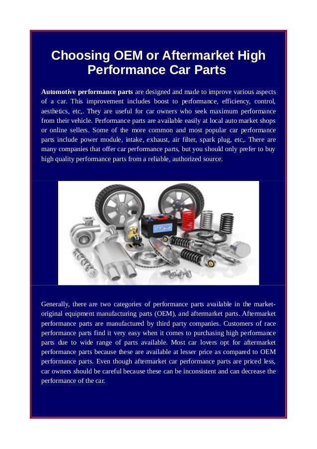 Choosing OEM or Aftermarket High Performance Car Parts