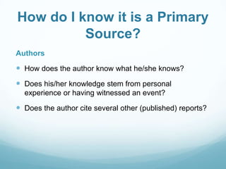 Choosing primary sources | PPTX