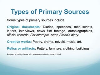 Choosing primary sources