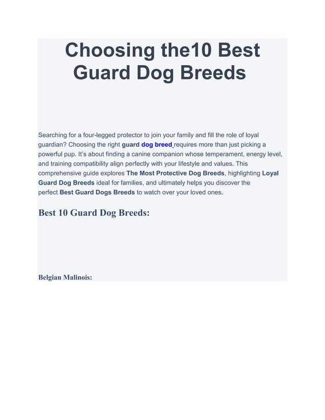 Choosing the10 Best Guard Dog Breeds good | PDF