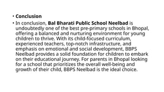 Choosing the Best Pre-Primary School in Bhopal Bal Bharati Public ...