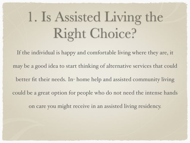 Choosing the Right Assisted Living Facility | Pathways to Care | PPT