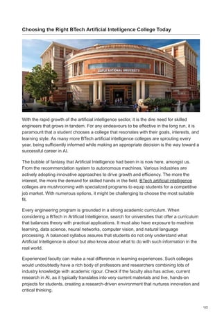 Choosing the Right BTech Artificial Intelligence College Today.pdf