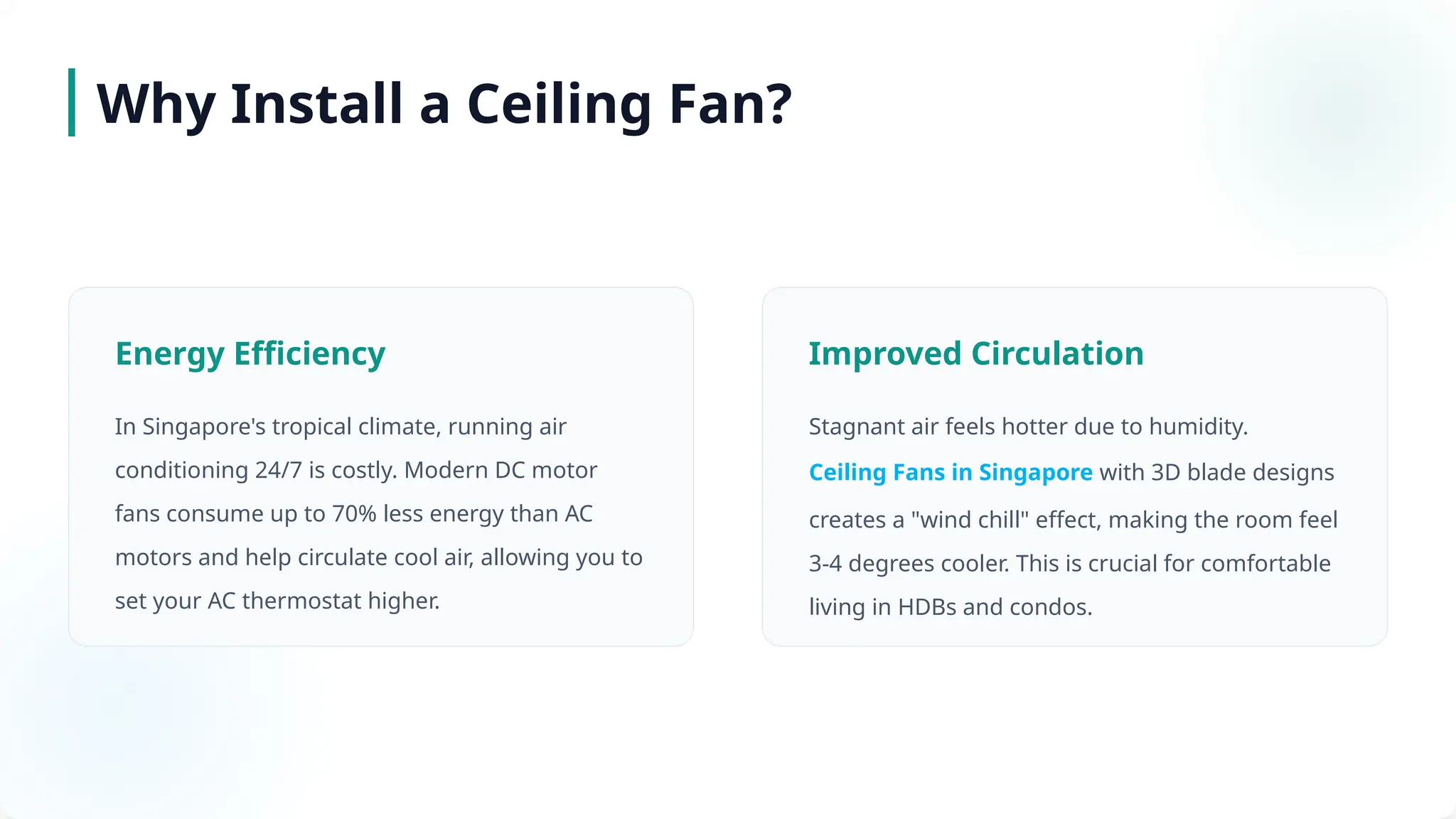 Energy-Saving DC Motor Ceiling Fans - Yafen Lighting Singapore | PPTX