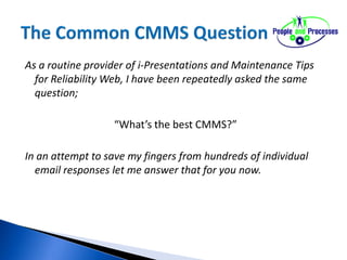 Choosing The Right CMMS | PDF