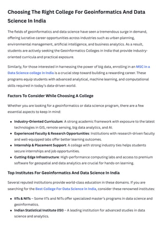 Choosing The Right College For Geoinformatics And Data Science In India.pdf