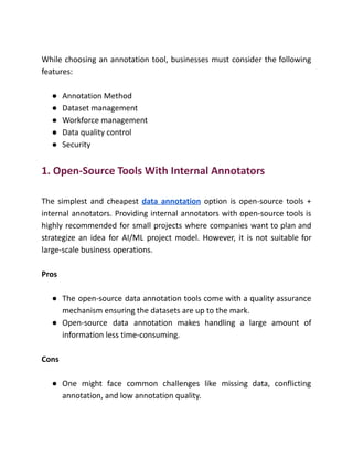 Choosing The Right Data Annotation Option: Pros And Cons | PDF