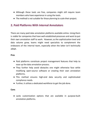 Choosing The Right Data Annotation Option: Pros And Cons | PDF