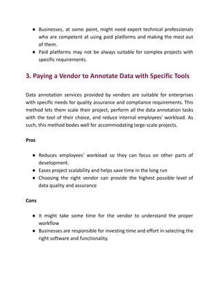 Choosing The Right Data Annotation Option: Pros And Cons | PDF