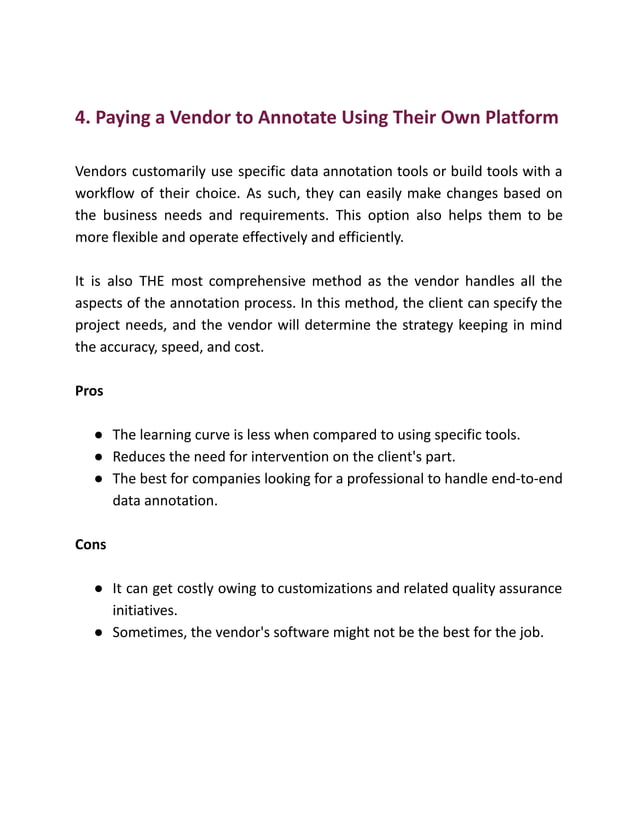 Choosing The Right Data Annotation Option: Pros And Cons | PDF