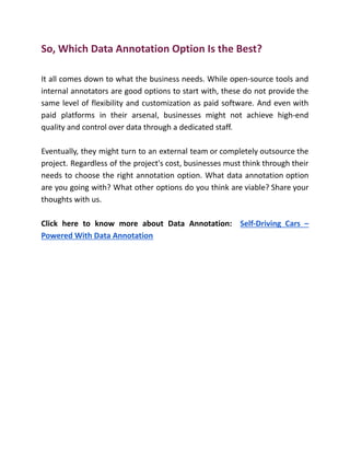 Choosing The Right Data Annotation Option: Pros And Cons | PDF
