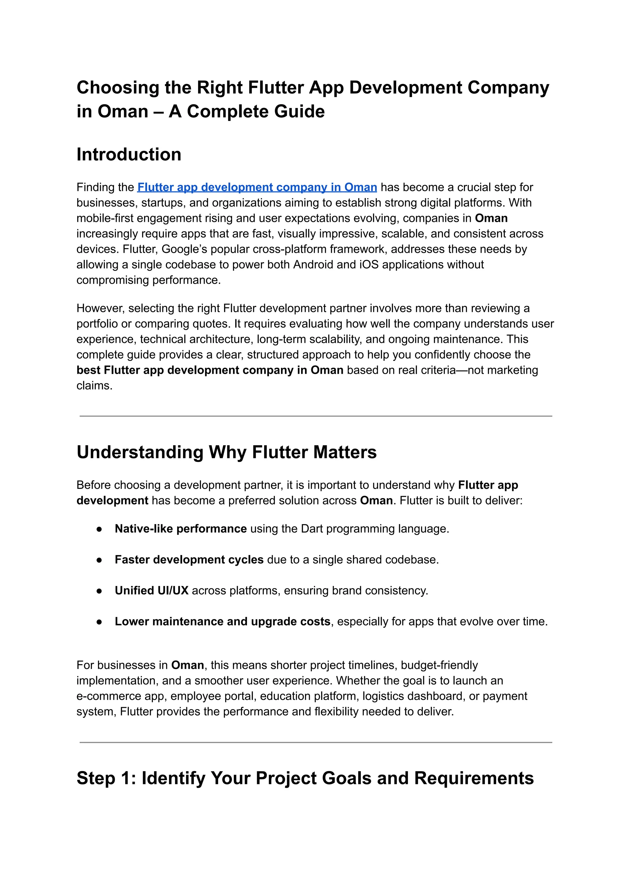 Choosing the Right Flutter App Development Company in Oman – A Complete ...