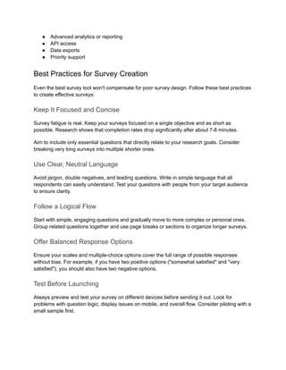 Choosing the Right Online Survey Tool Made Simple | PDF