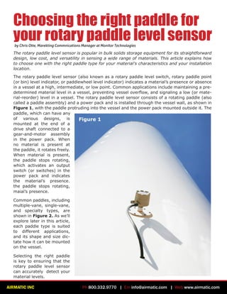Choosing the right paddle for your rotary paddle level sensor | PDF