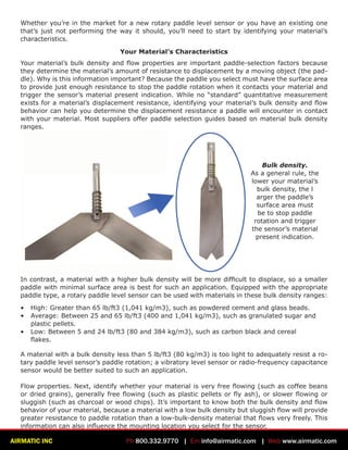 Choosing the right paddle for your rotary paddle level sensor | PDF