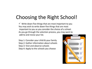 Choosing the right school! | PPT