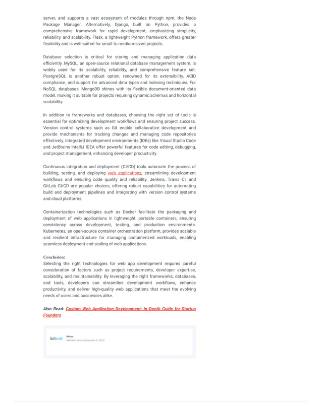 Choosing the Right Technologies A Guide to Frameworks and Tools for Web ...