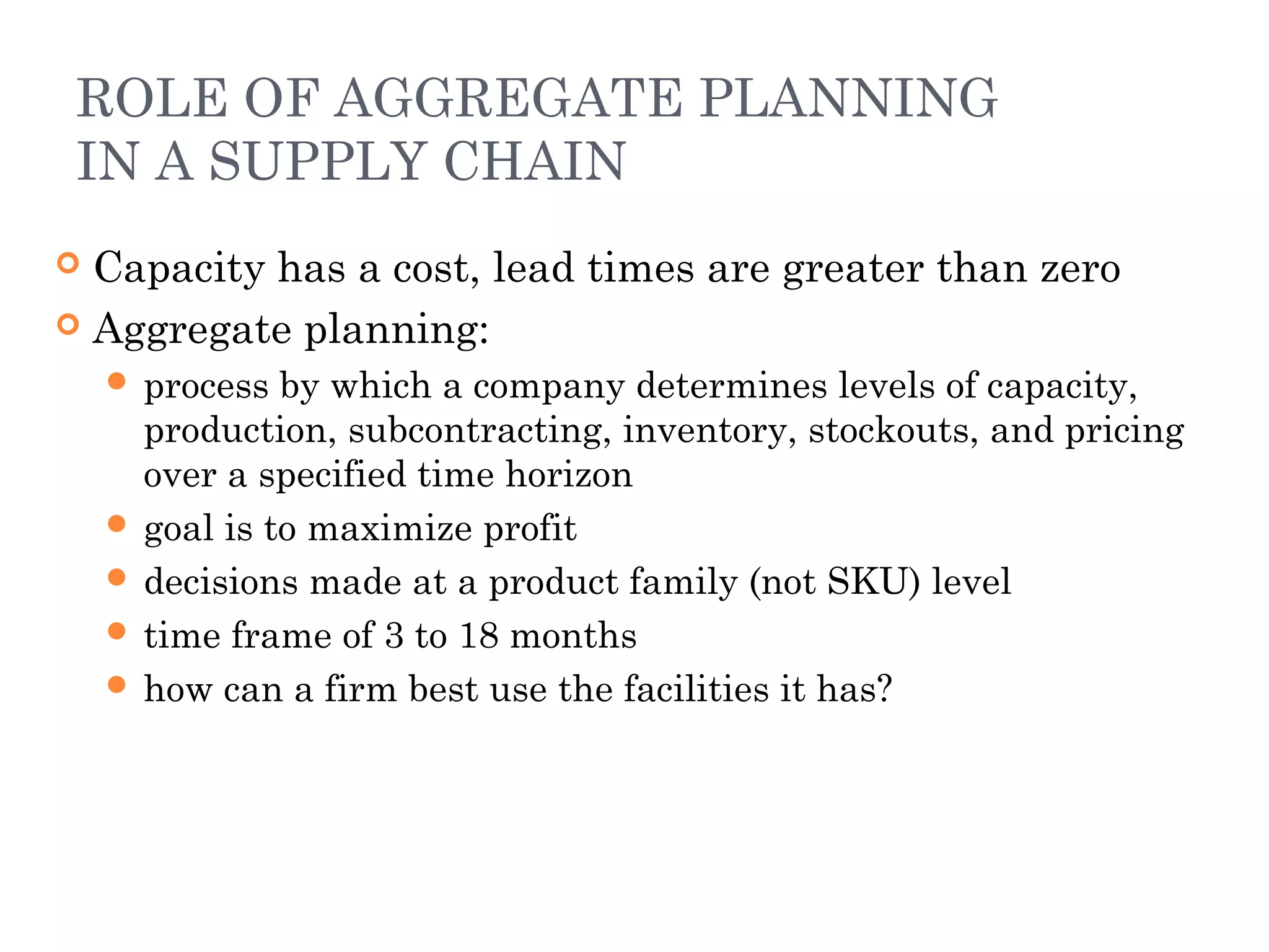 aggregate planning in the supply chain | PPT