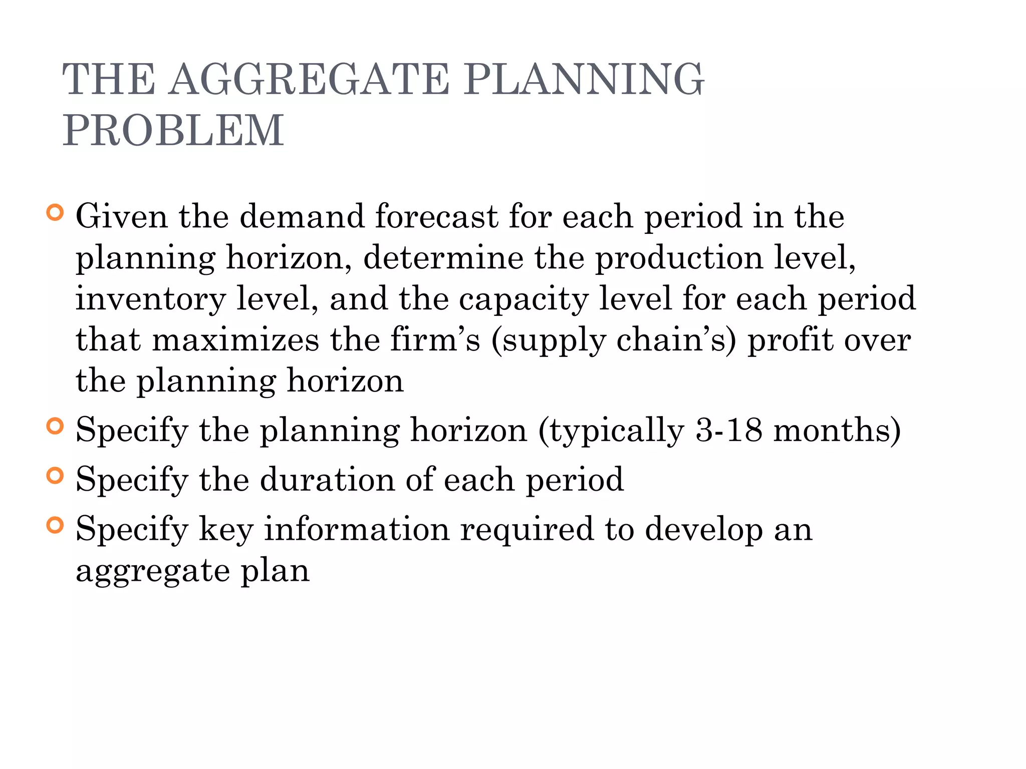 aggregate planning in the supply chain | PPT