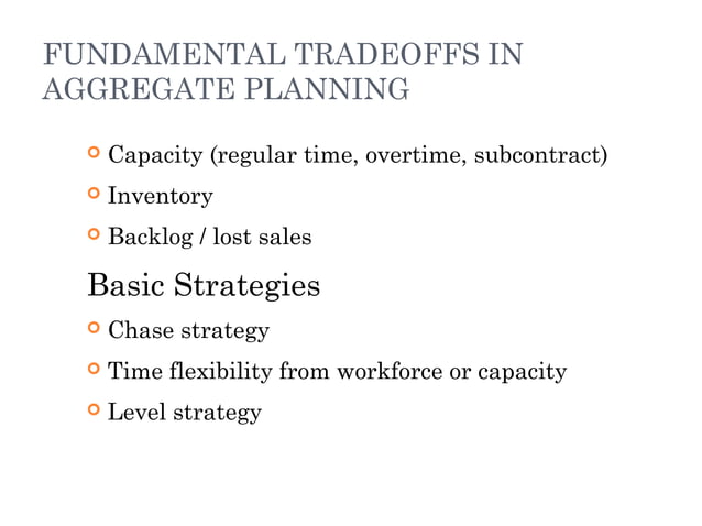 aggregate planning in the supply chain | PPT