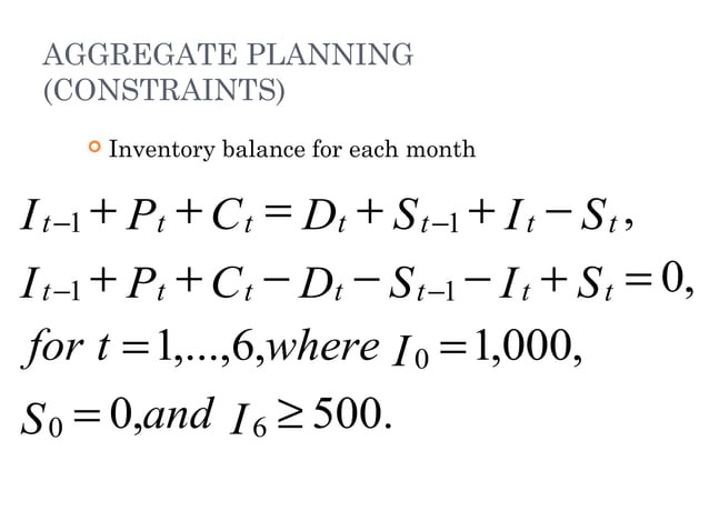 aggregate planning in the supply chain | PPT