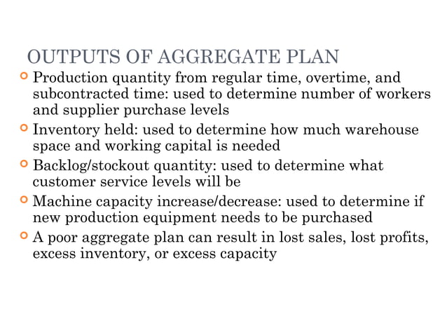 aggregate planning in the supply chain | PPT