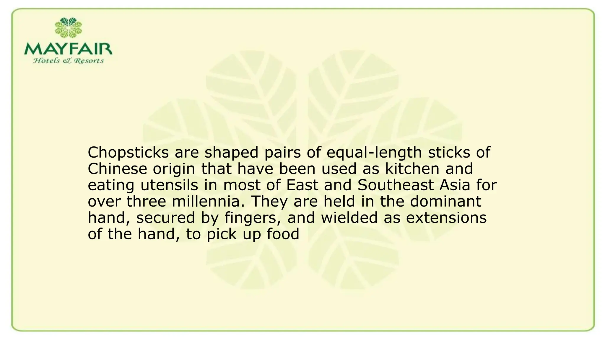CHOPSTICKS.pptx uses of chosticks and its value. Originated | PPTX