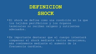 TIPOS DE CHOQUE, CALSIFICACION Y MANEJO PEDIATRICO | PPTX