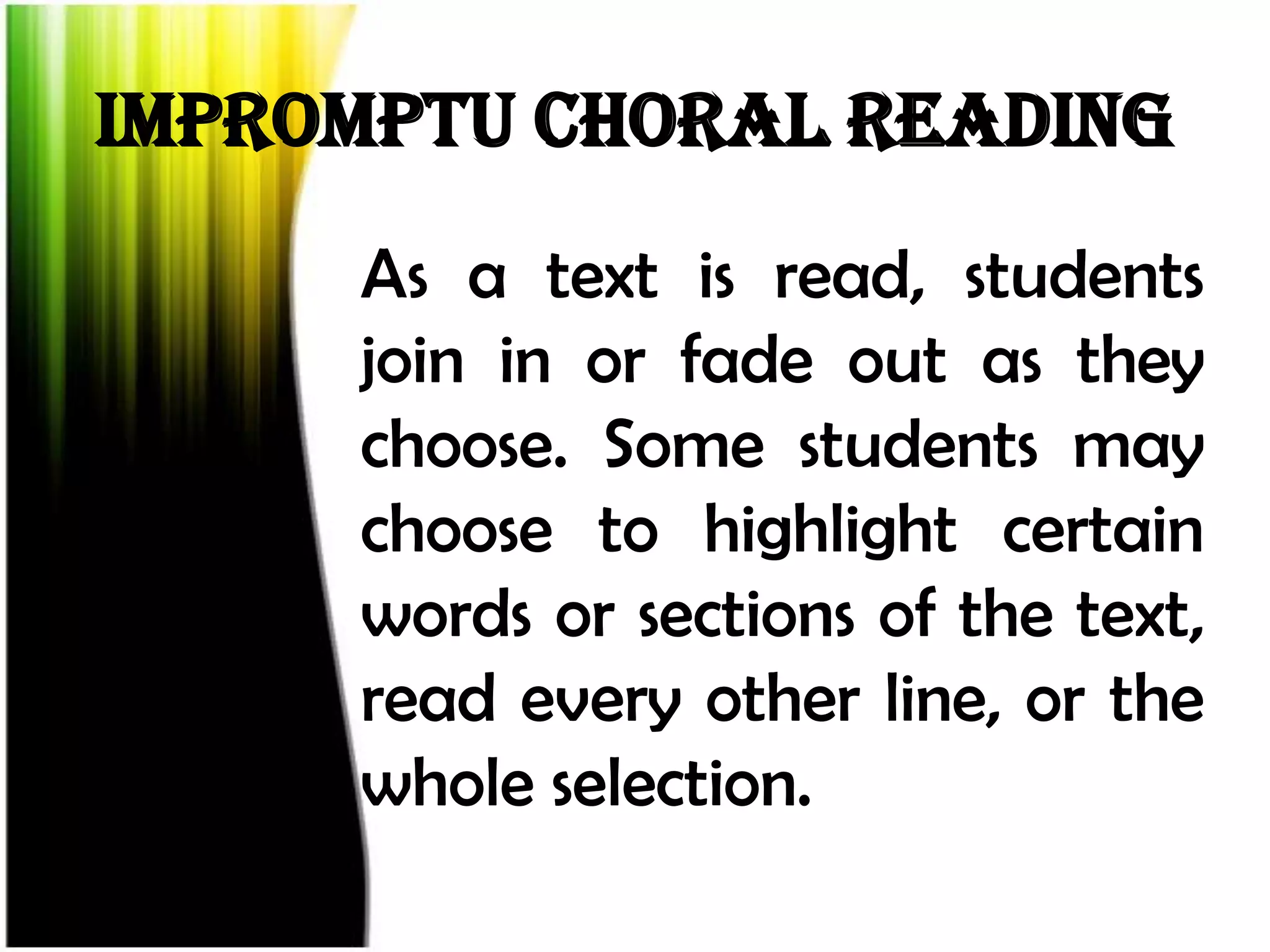 Choral reading (for ECE) | PPTX