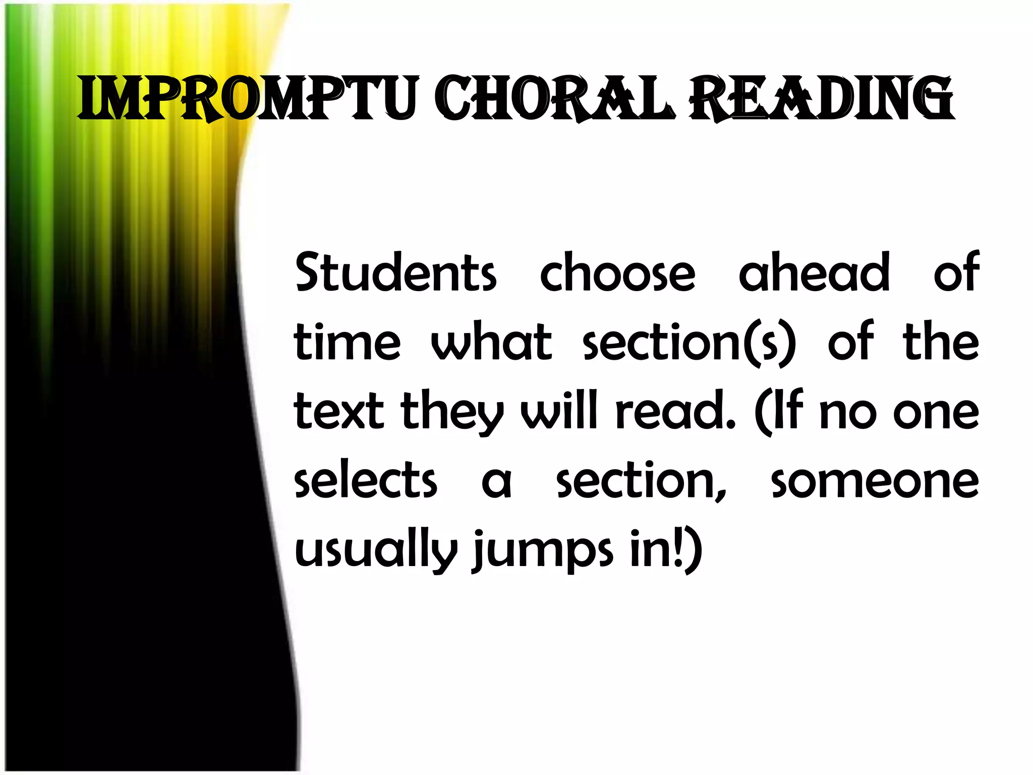 Choral reading (for ECE) | PPTX