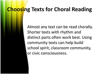 Choral reading (for ECE) | PPTX