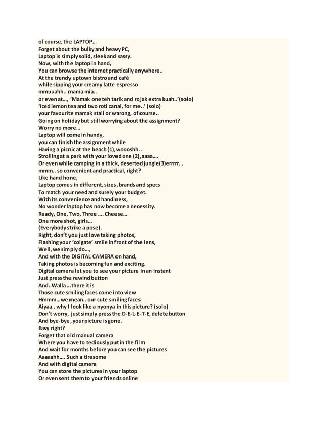 Choral speaking | DOCX | Smartphones | Consumer Electronics