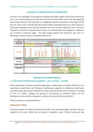 Chordata gnathostomata: TAXONOMY: T. Y. B.Sc. Zoology, Sem. VI; Course Code-USZO601; Unit-II ...
