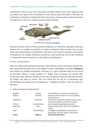 Chordata gnathostomata: TAXONOMY: T. Y. B.Sc. Zoology, Sem. VI; Course ...
