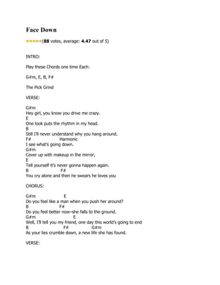 Face Down Guitar Chords