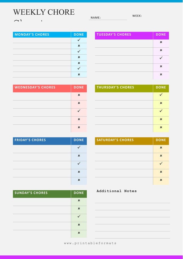Printable Chore Charts | PDF