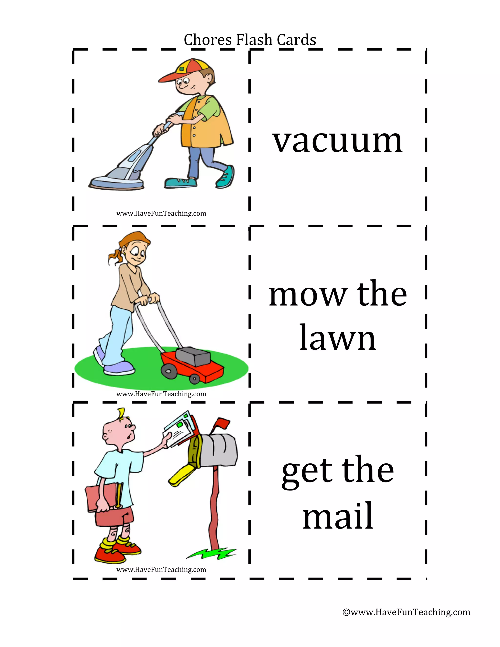 Chores flash-cards | PDF