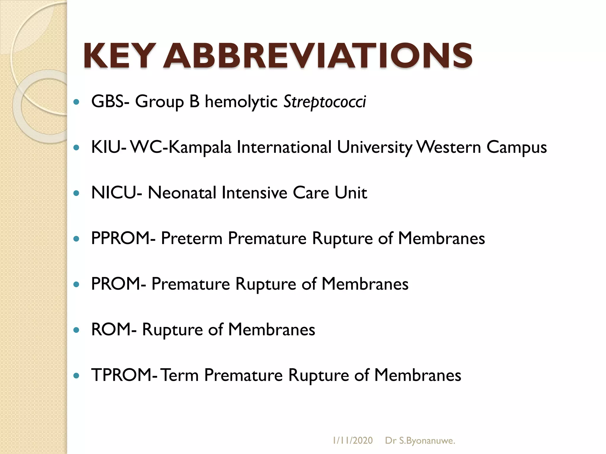Chorioamnionitis Dr Simon Byonanuwe | PDF