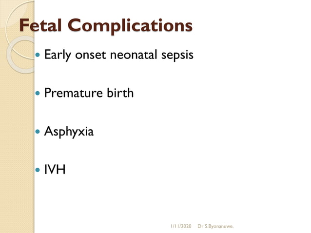 Chorioamnionitis Dr Simon Byonanuwe | PDF | Pregnancy | Reproductive Health