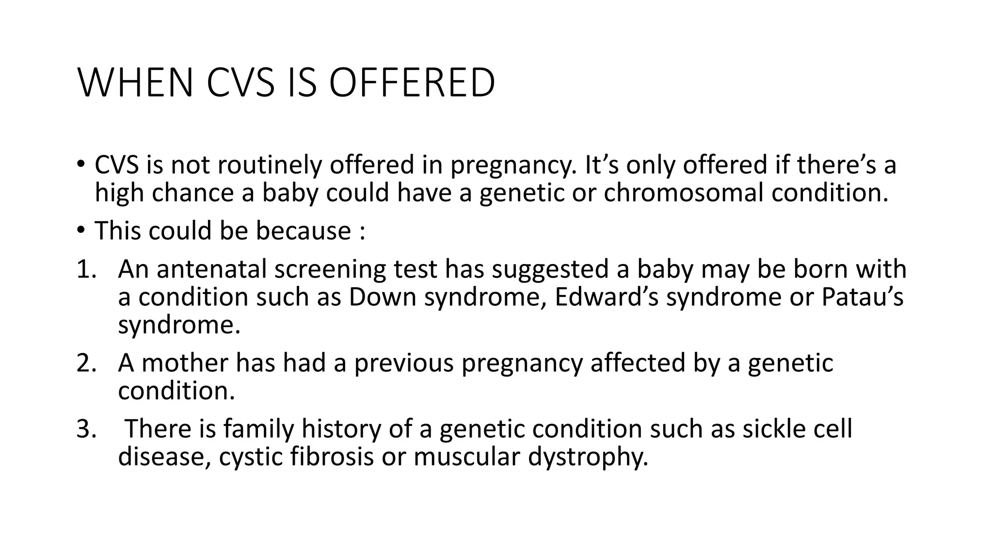 CHORIONIC VILLUS SAMPLING (CVS) Group Presentation.pptx