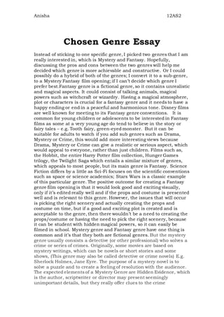 Chosen genre essay | DOCX | Fantasy | Genres