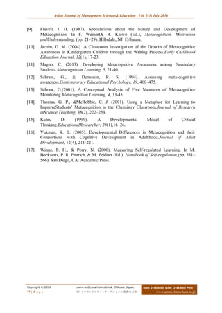 Meta cognitive skills in relation to sex, parental education and achievement of Elementary ...