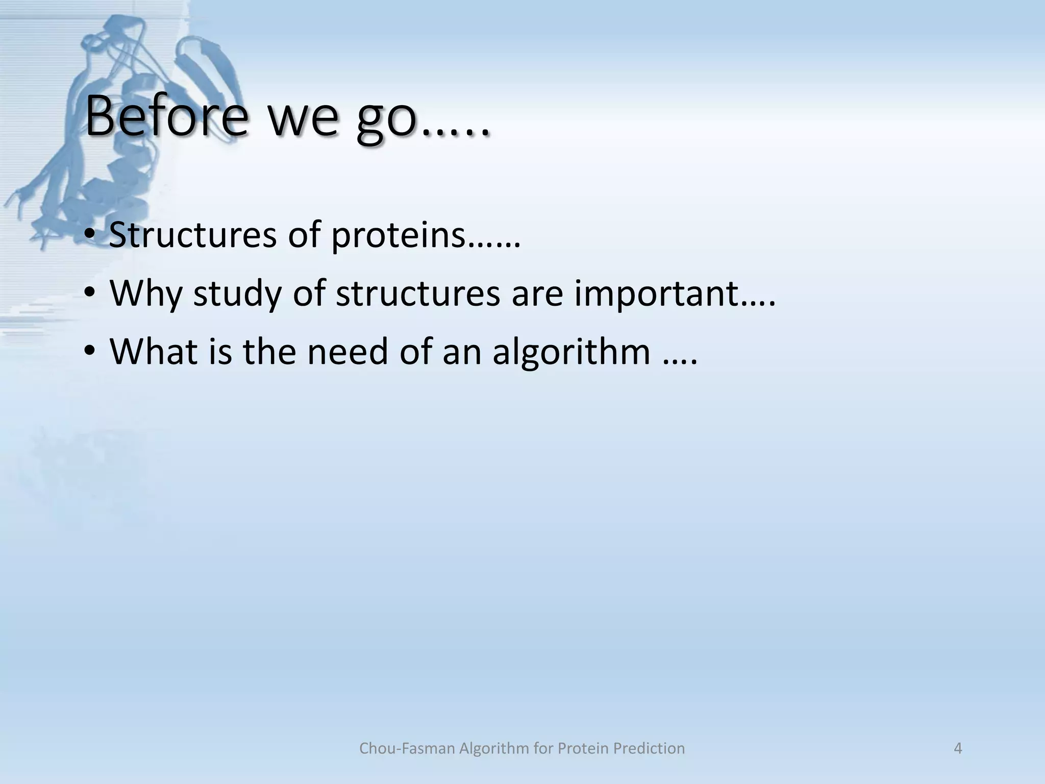 Chou fasman algorithm for protein structure prediction | PPTX